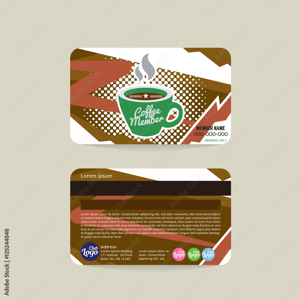 Front And Back Coffee Voucher Of Member Card Template Vector ...