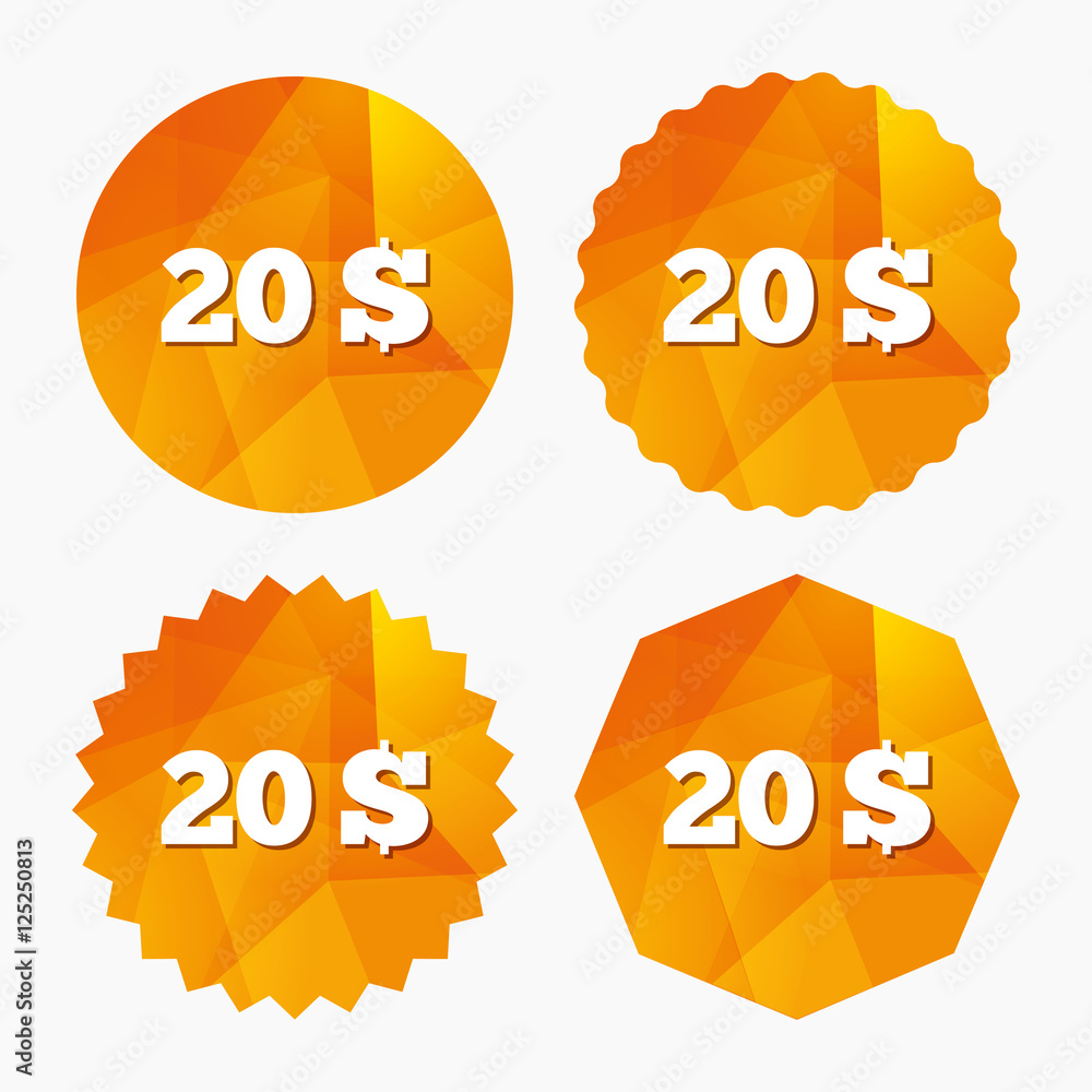 20 Dollars sign icon. USD currency symbol. Stock-Vektorgrafik | Adobe Stock