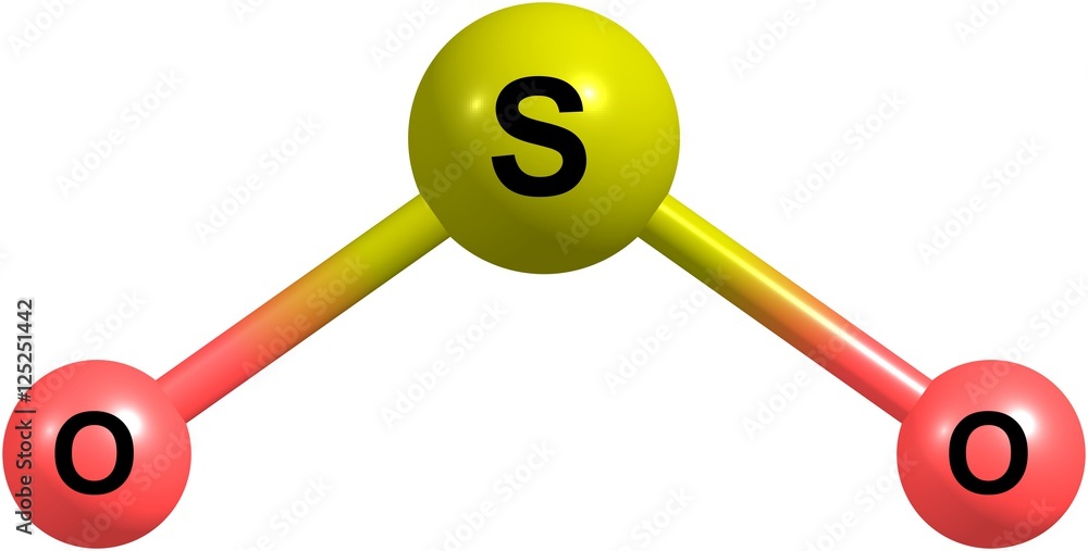 Sulfur dioxide molecular structure isolated on white Stock-Illustration ...