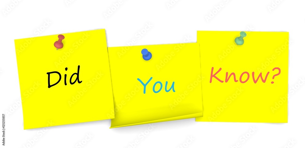 Did You Know, message on note paper with pin, 3D rendering Stock ...