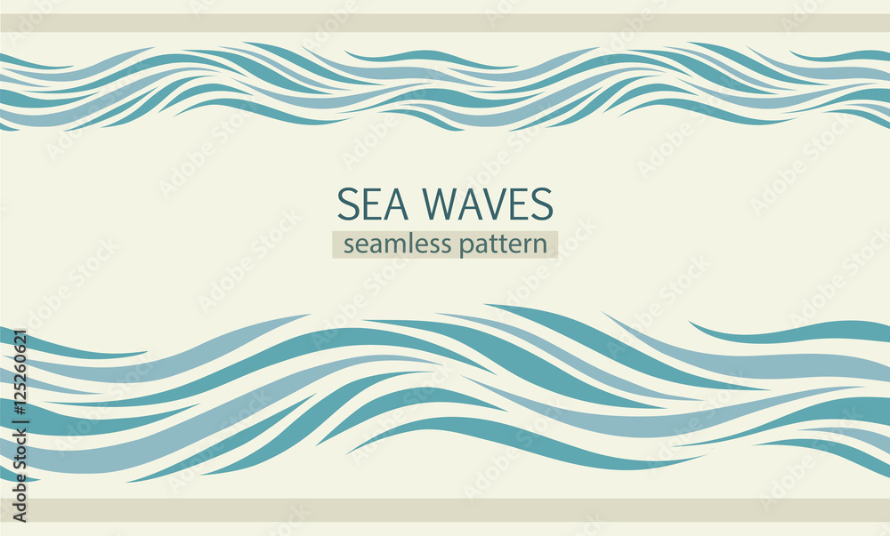 Seamless patterns with stylized sea waves Stock Vector | Adobe Stock