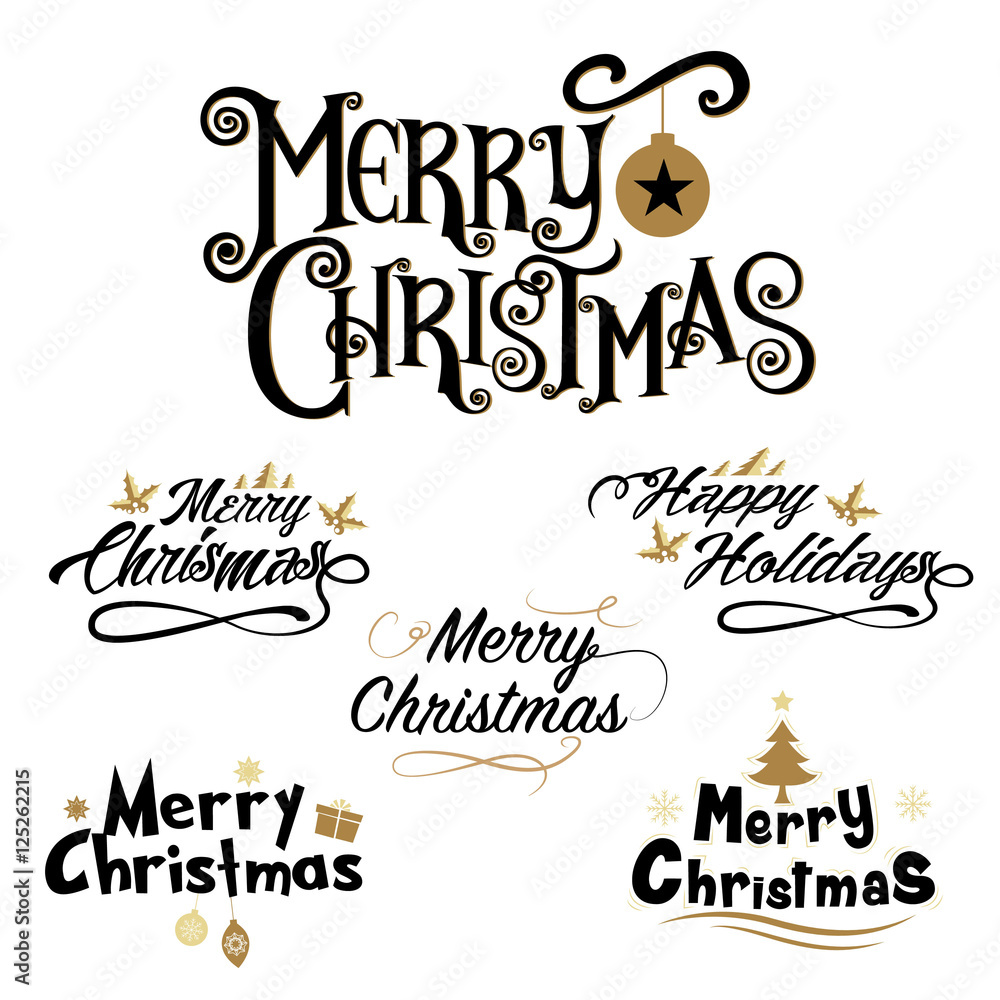 Merry Christmas Lettering Design Set. illustration Stock Illustration ...