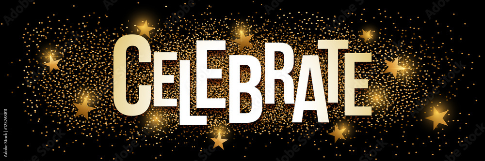 Celebrate golden glitter background banner. Stock Vector | Adobe Stock