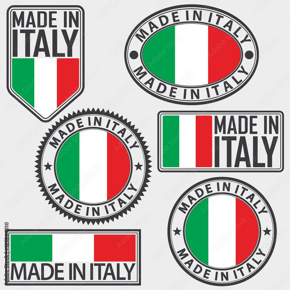 Made in Italy label set with Italian flag, vector illustration Stock ...