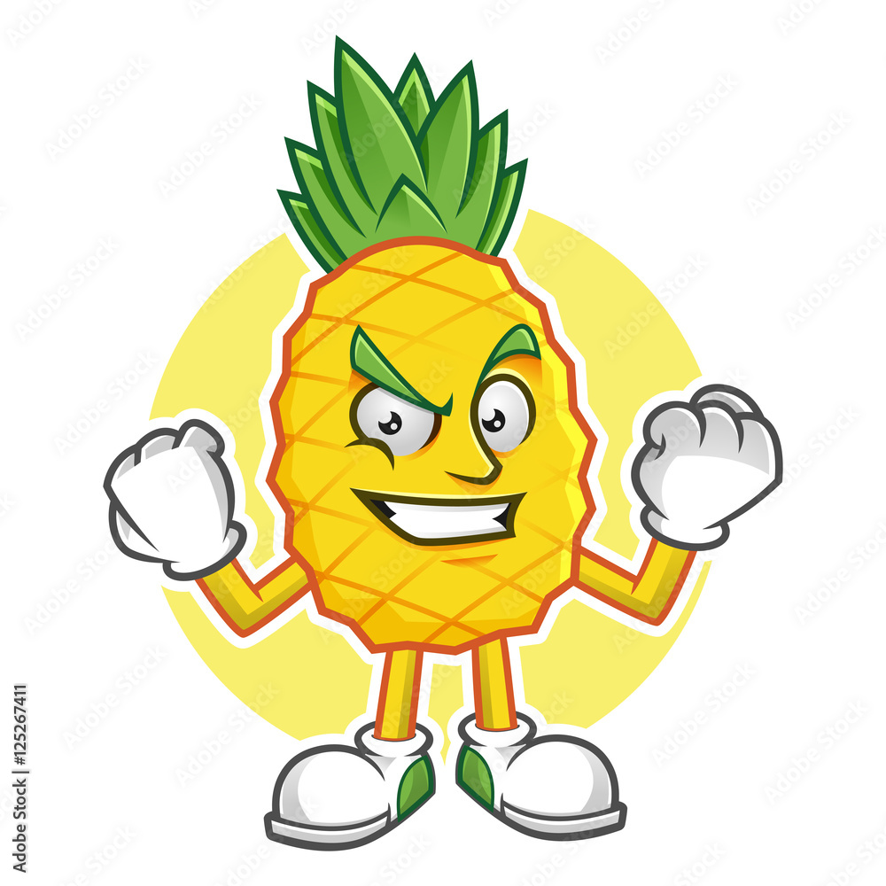 Strong pineapple mascot, pineapple character, pineapple vector vector ...