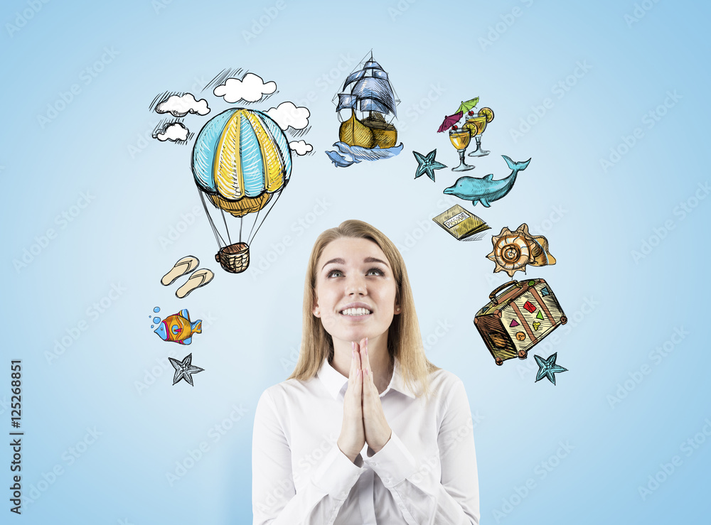 Hoping woman and means of transportation Stock Photo | Adobe Stock