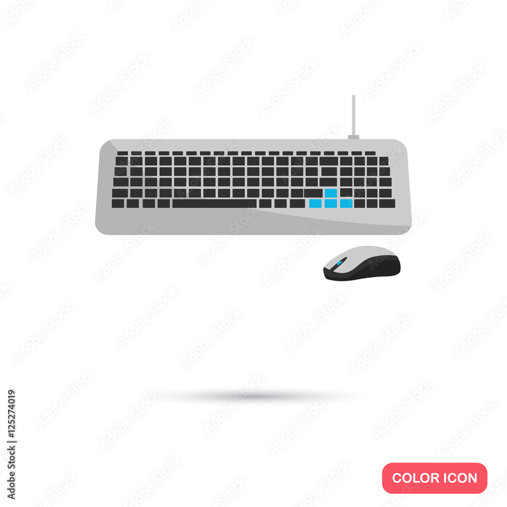 Keyboard and mouse color flat icon Stock Vector | Adobe Stock