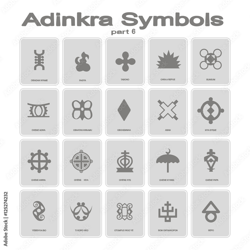 set of monochrome icons with adinkra symbols for your design Stock ...