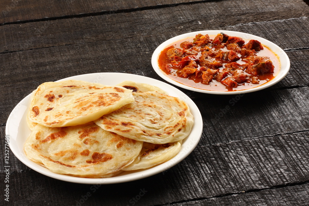 Indian paratha with mutton roast Stock Photo | Adobe Stock
