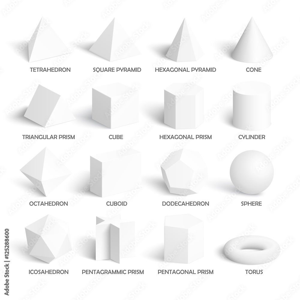 All basic 3d shapes template Stock Vector | Adobe Stock