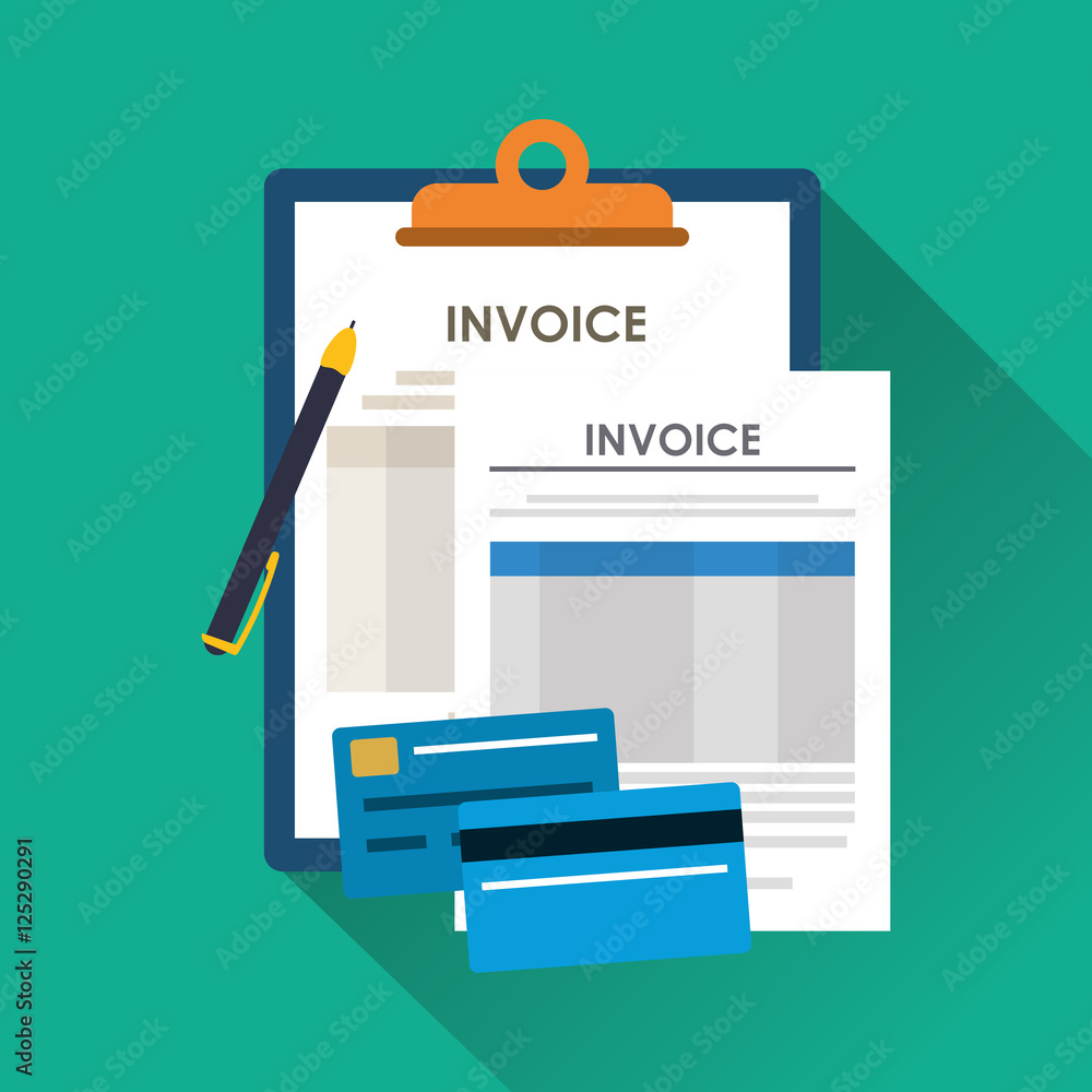 Invoice document credit card and pen icon. Business finanace payment ...