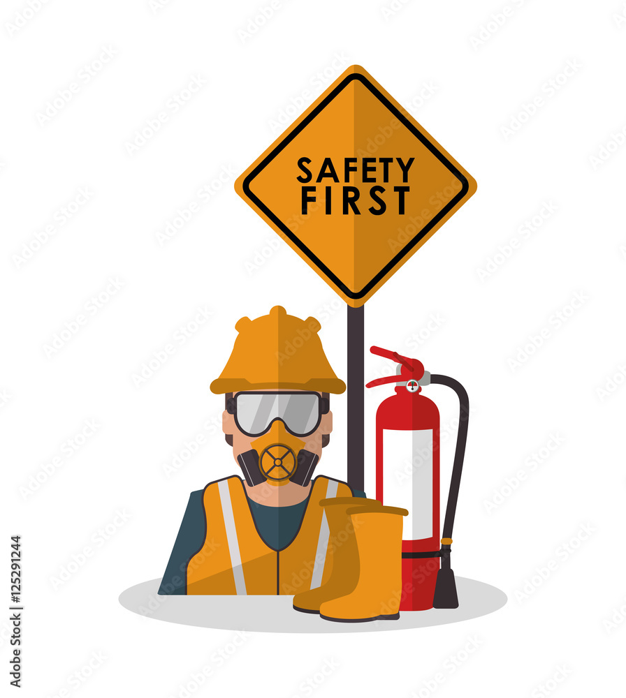 Avatar worker with mask icon. Industrial safety security and protection ...