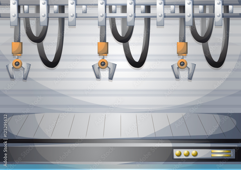 cartoon vector illustration interior factory room with separated layers ...