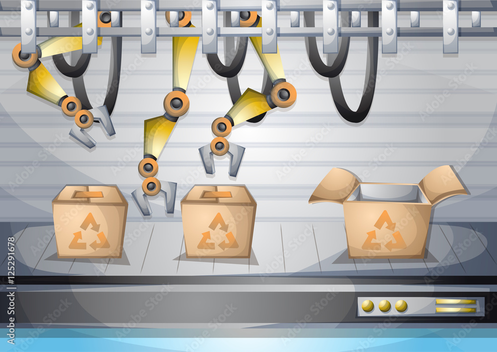 cartoon vector illustration interior factory room with separated layers ...