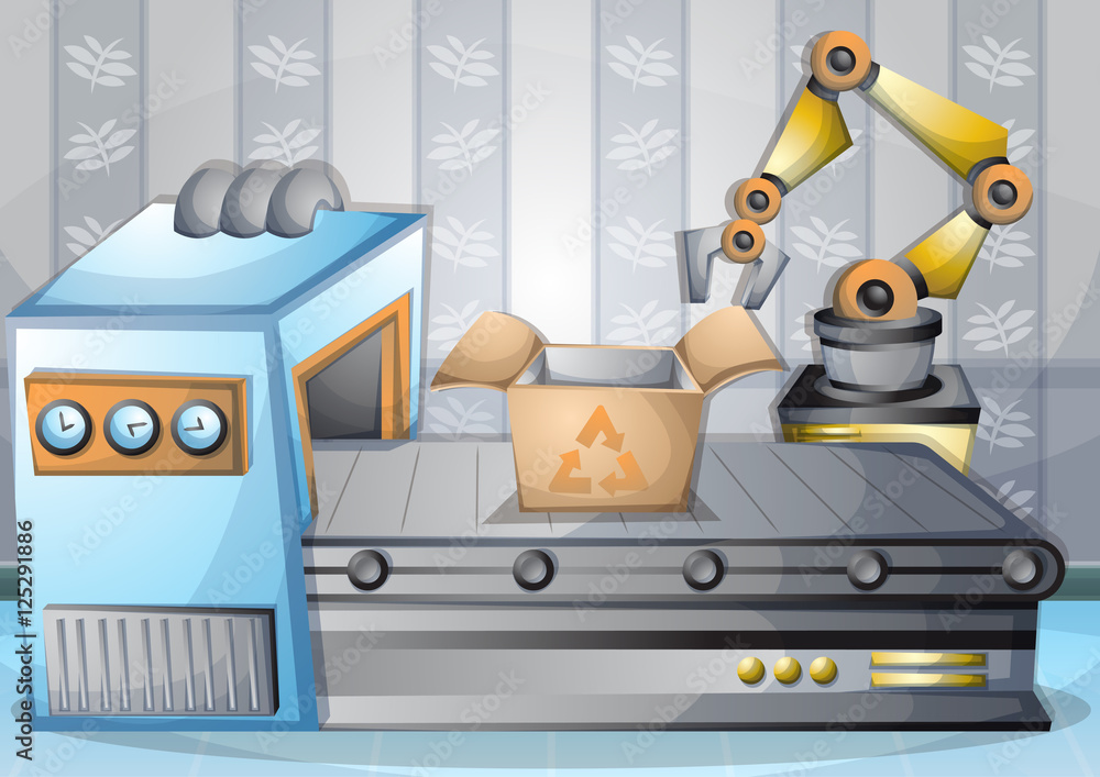 cartoon vector illustration interior factory room with separated layers ...