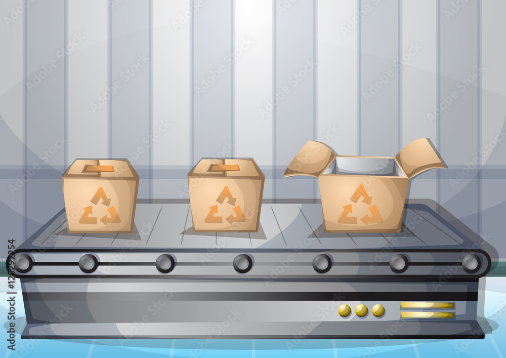 cartoon vector illustration interior factory room with separated layers ...