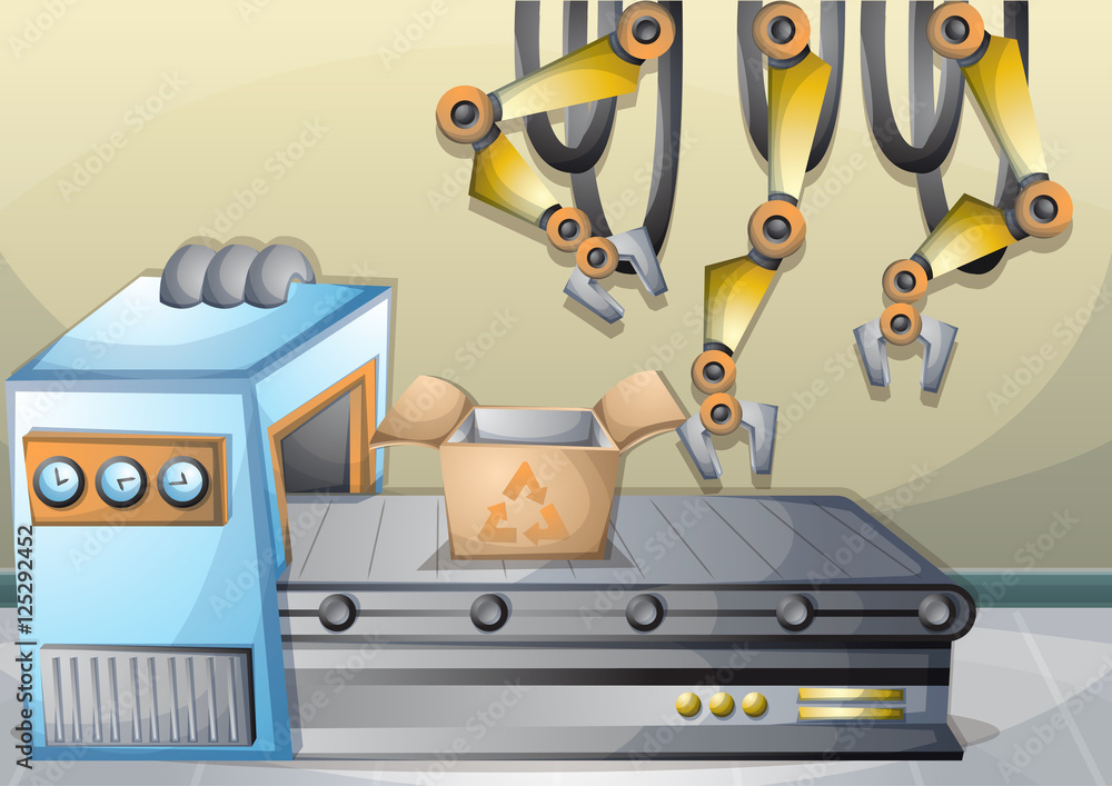 cartoon vector illustration interior factory room with separated layers ...