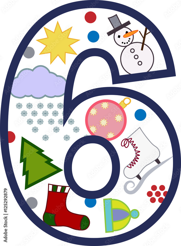 cyfra 6 Stock Vector | Adobe Stock