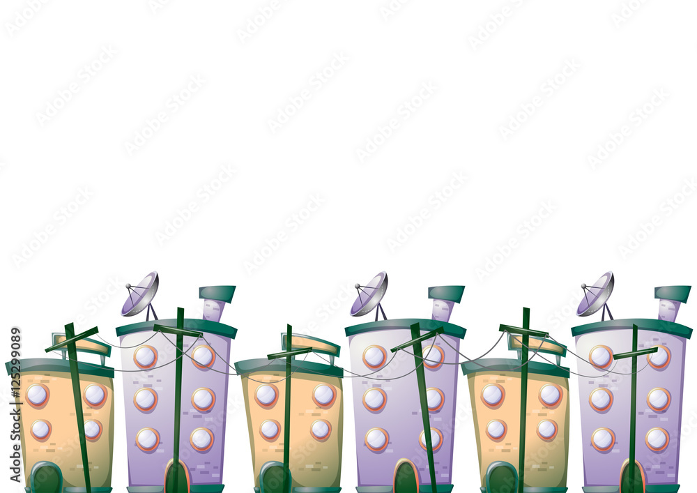 cartoon vector building background with separated layers for game art ...