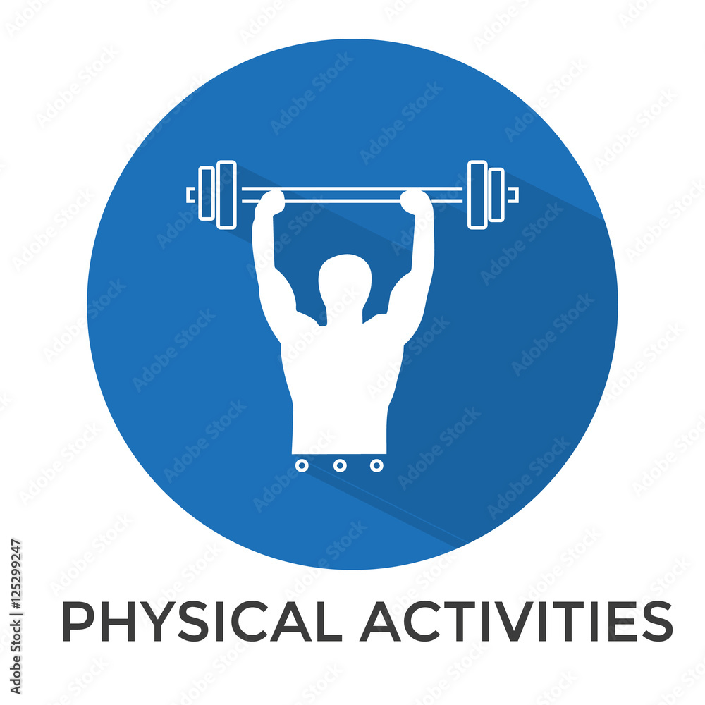 Physical activities long shadow icon, flat vector symbols. Linear icons ...