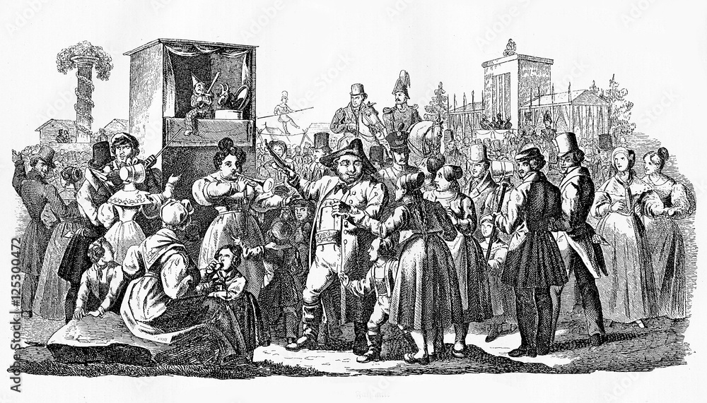 Year 1875, Cannstatt fair and festival ilustración de Stock | Adobe Stock