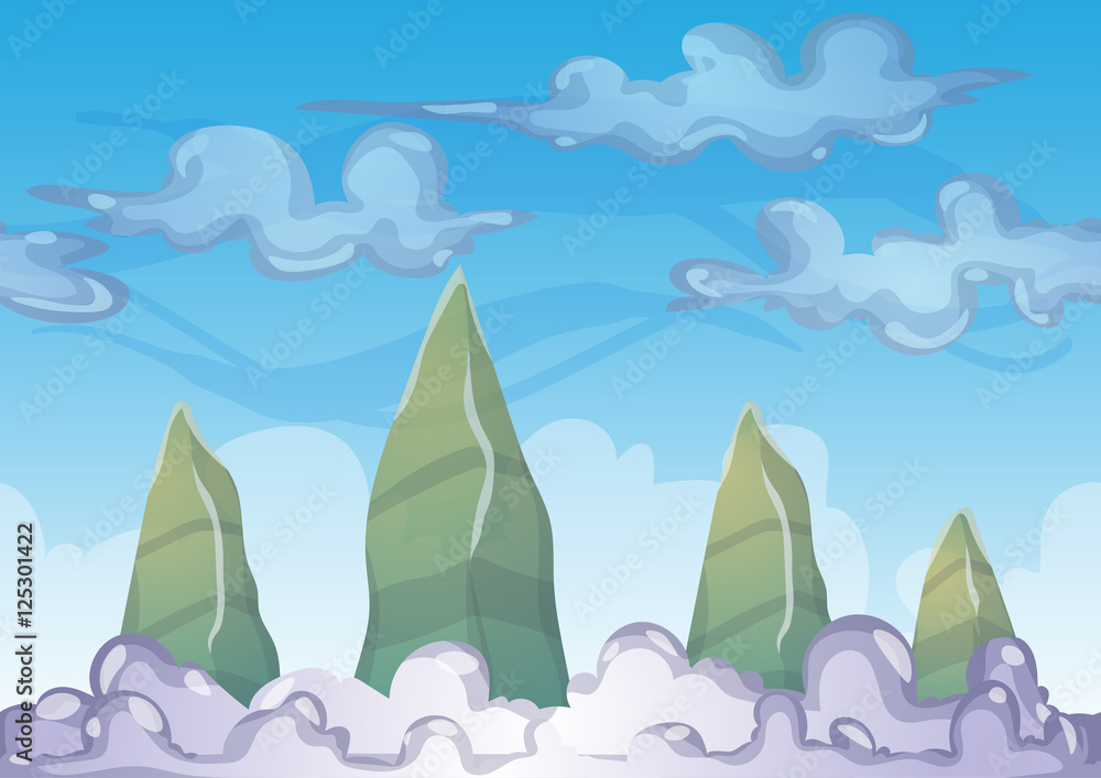 cartoon vector sky background with separated layers for game art and ...