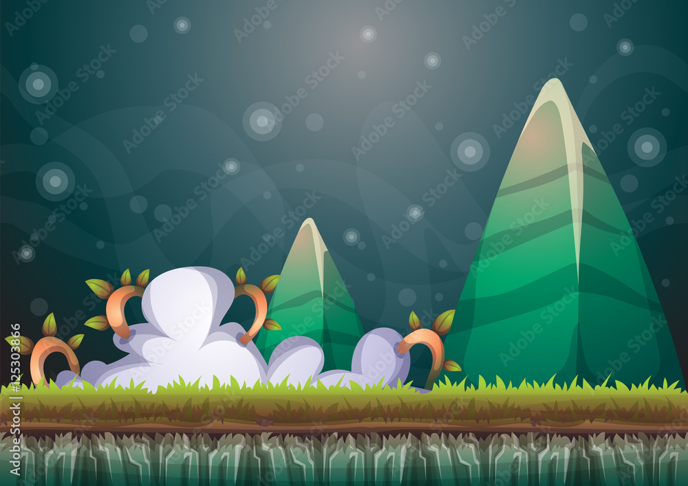 cartoon vector sky background with separated layers for game art and ...