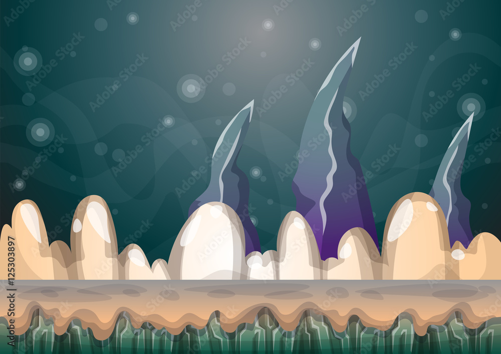 cartoon vector sky background with separated layers for game art and ...