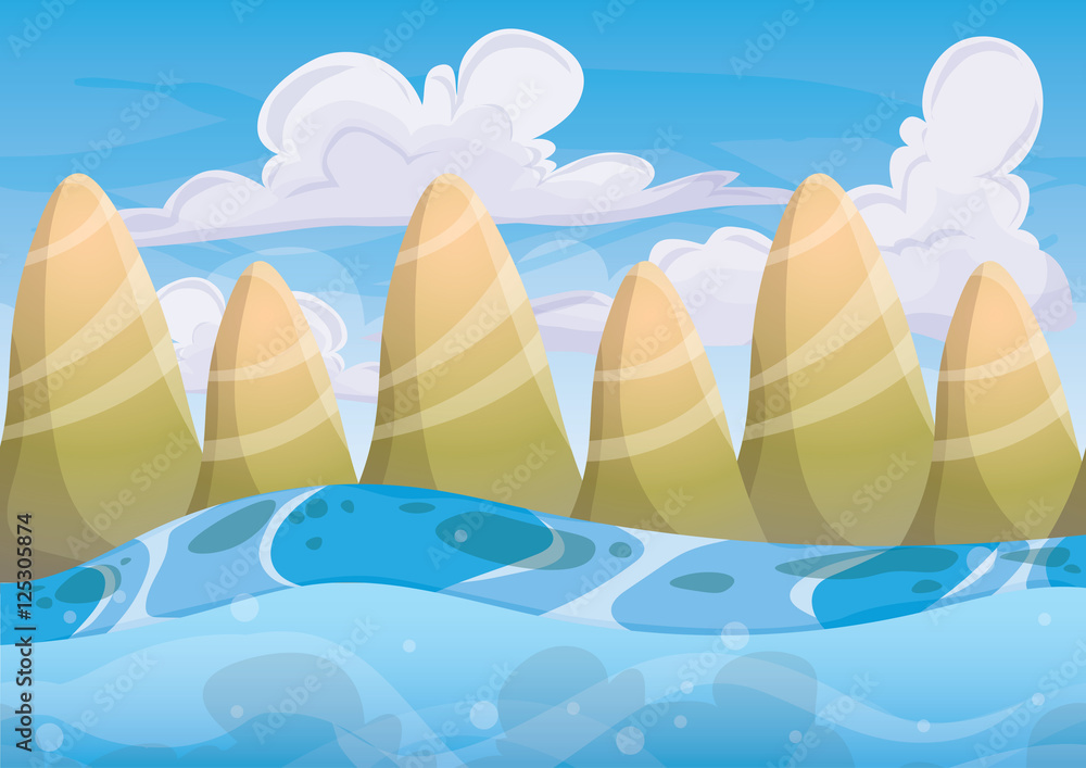 cartoon vector sea background with separated layers for game art and ...