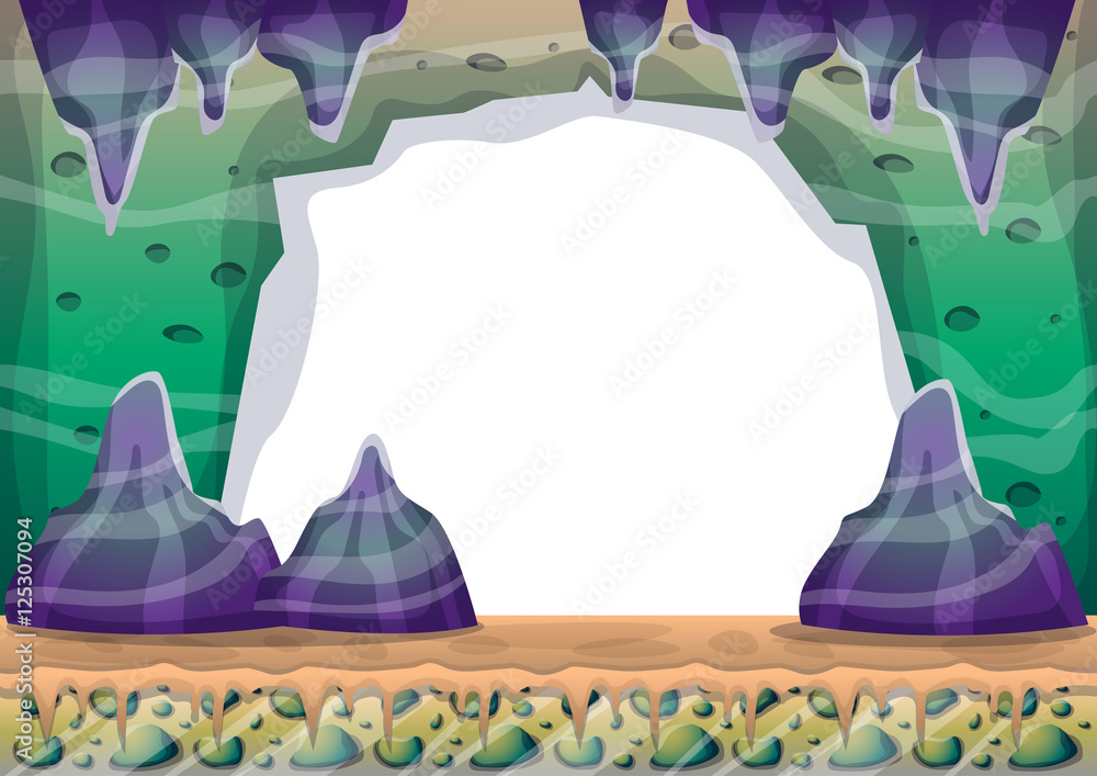 cartoon vector cave with separated layers for game and animation game ...