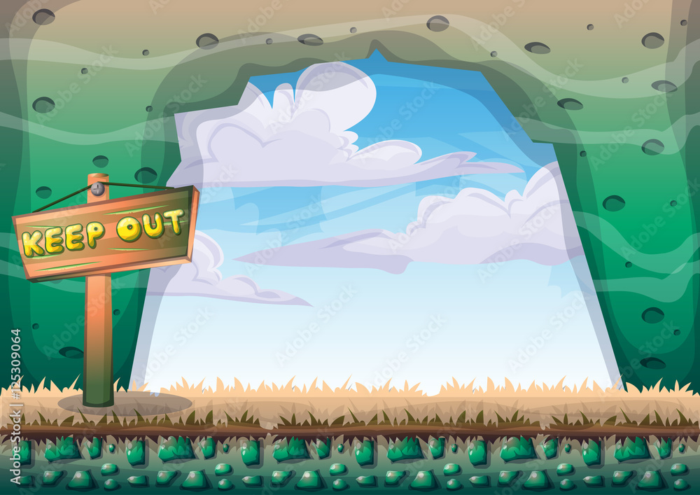cartoon vector cave with separated layers for game and animation game ...