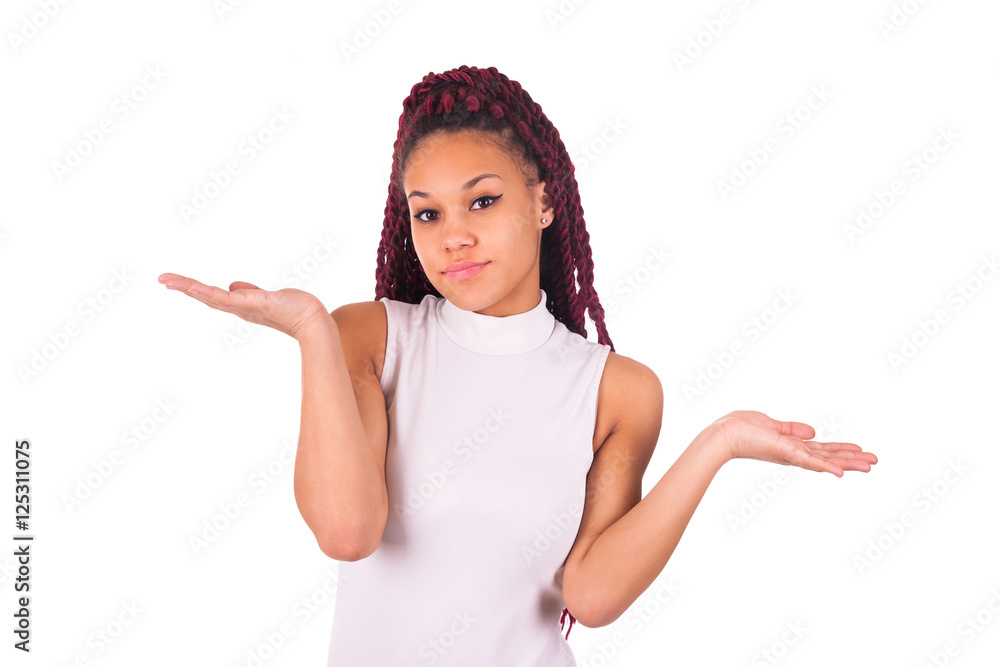 Woman Shrugging Shoulders