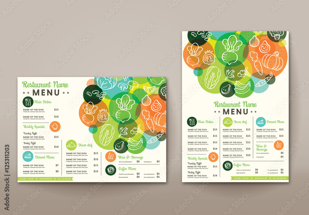 Colorful Placement Menu Stock Template | Adobe Stock