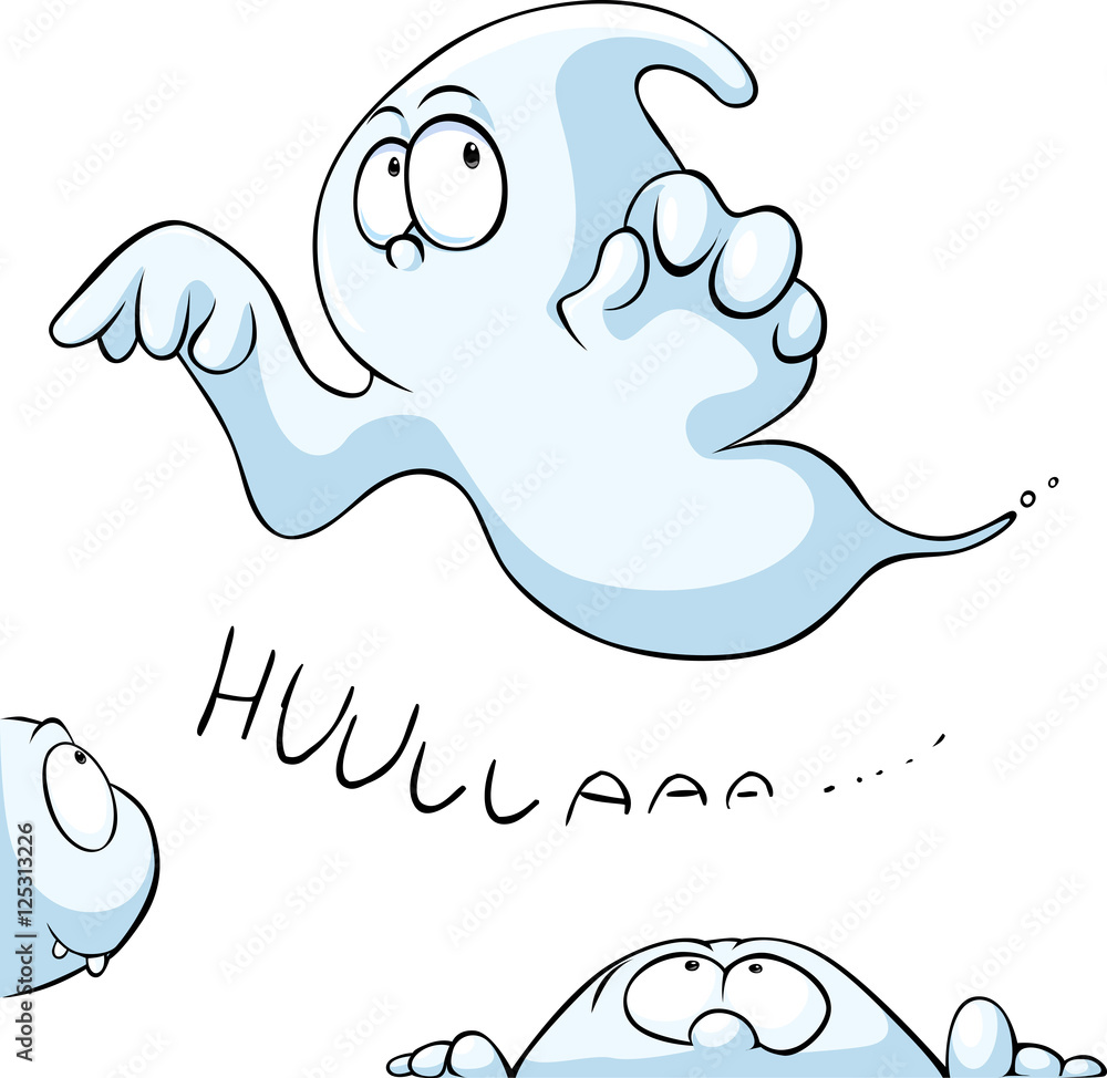 cute ghost peeking isolated on white background - vector cartoon ...