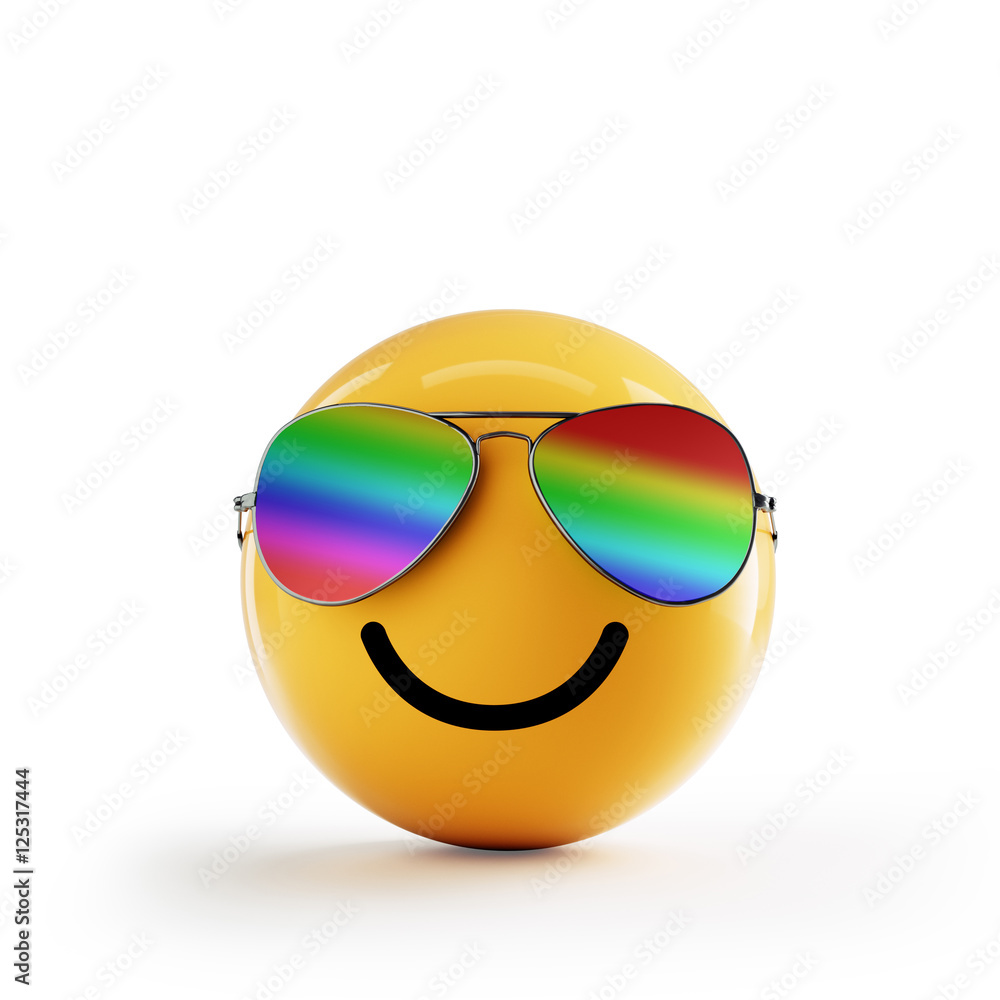 Smiley mit Regenbogensonnenbrille Stock Illustration | Adobe Stock