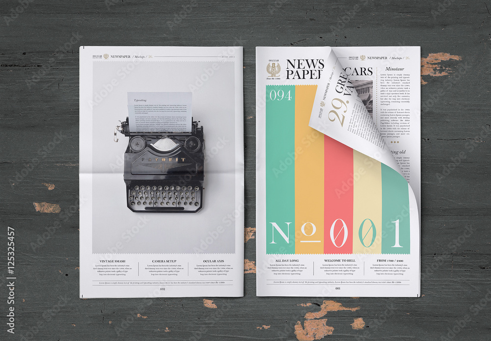 Newspaper Mockup Set Stock Template | Adobe Stock