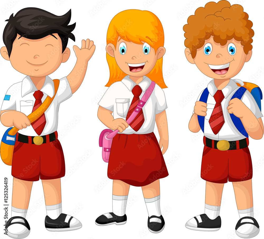 funny three student cartoon Stock Photo | Adobe Stock