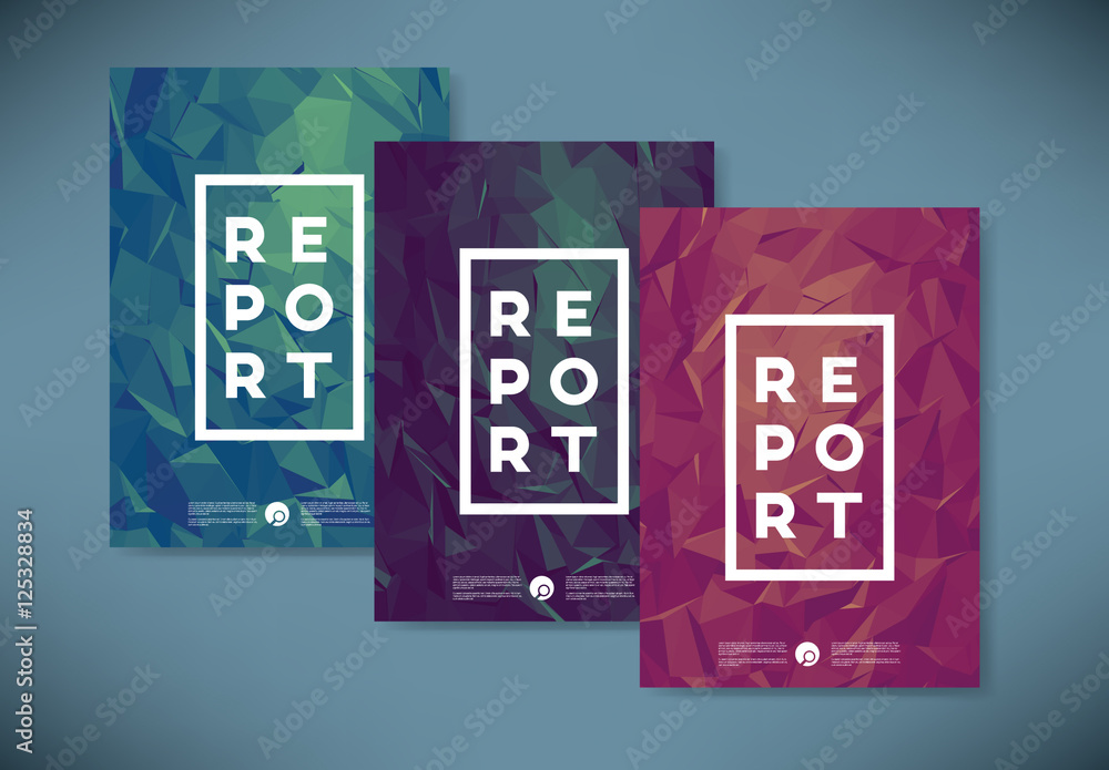 Report Covers with Polygonal Design Element Layout Stock Template ...