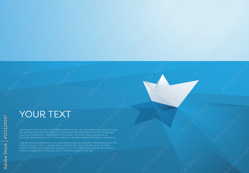 Paper Boat on Shaded Sea Illustration Stock Template | Adobe Stock