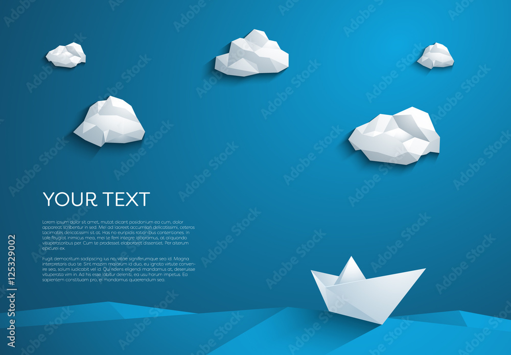 Paper Boat at Night Illustration Stock Template | Adobe Stock