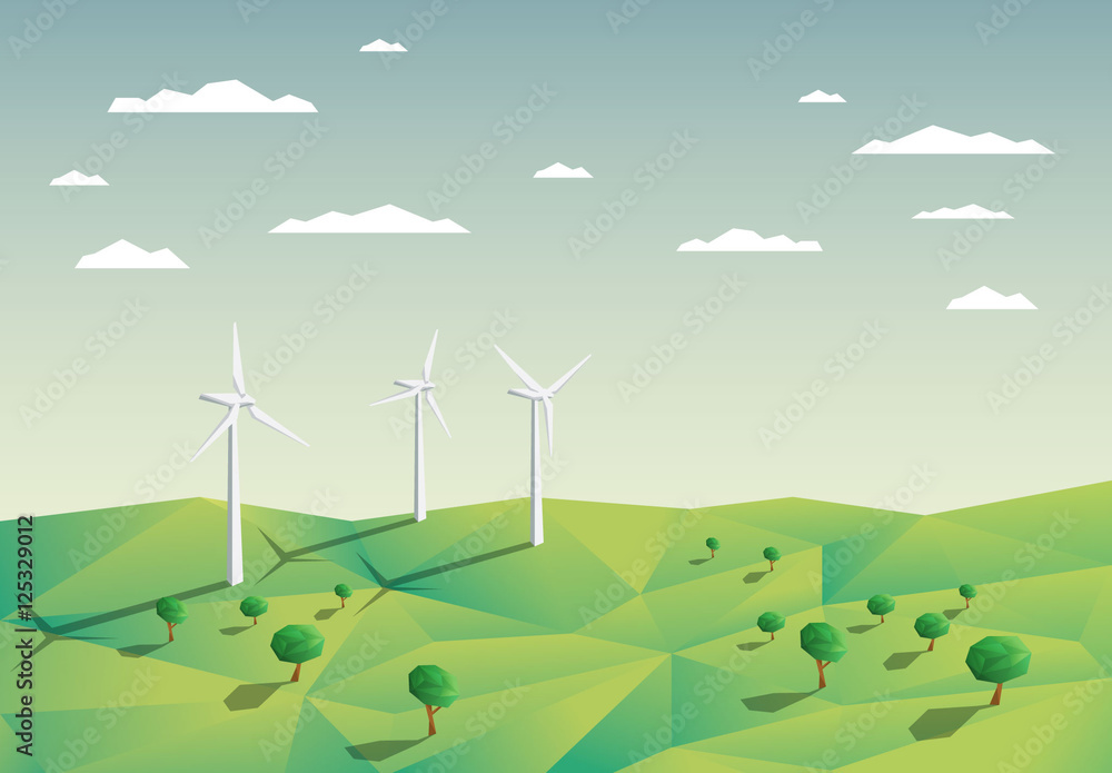 Wind Turbines in a Field Illustration Stock Template | Adobe Stock