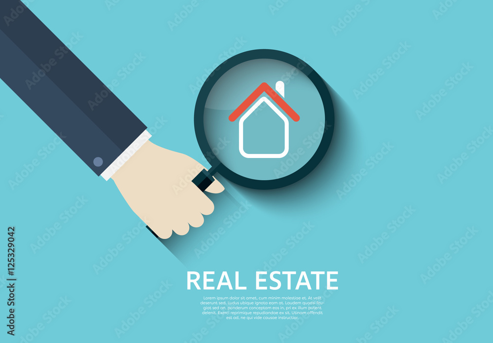 Magnifying Glass and House Illustration Stock Template | Adobe Stock