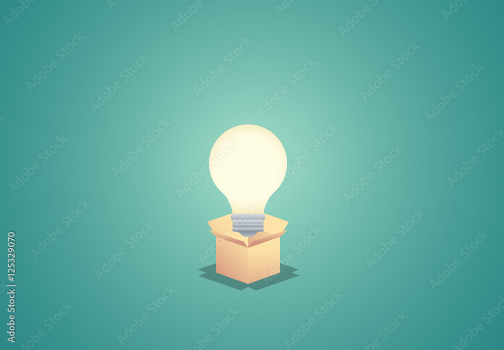 Lightbulb in Box Illustration Stock Template | Adobe Stock