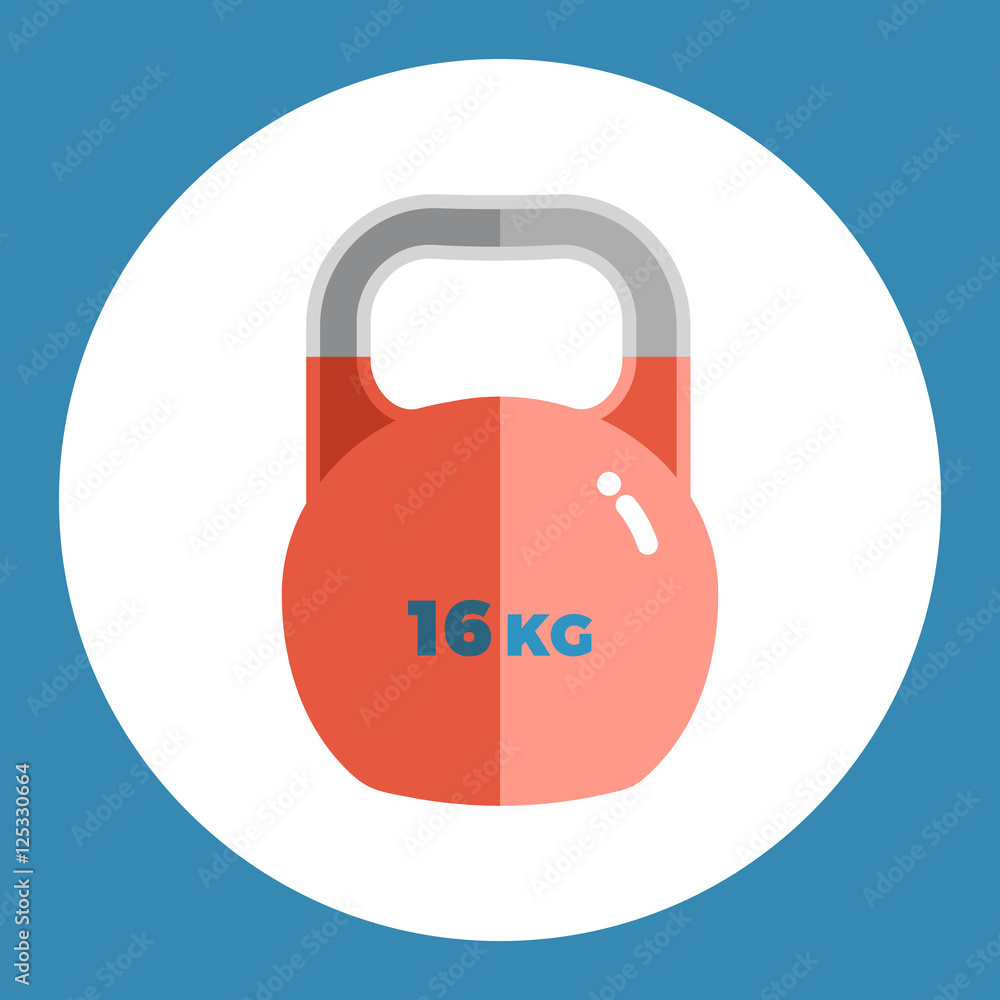 Weight icon. Red weight on a blue background. Sports Equipment. Vector ...