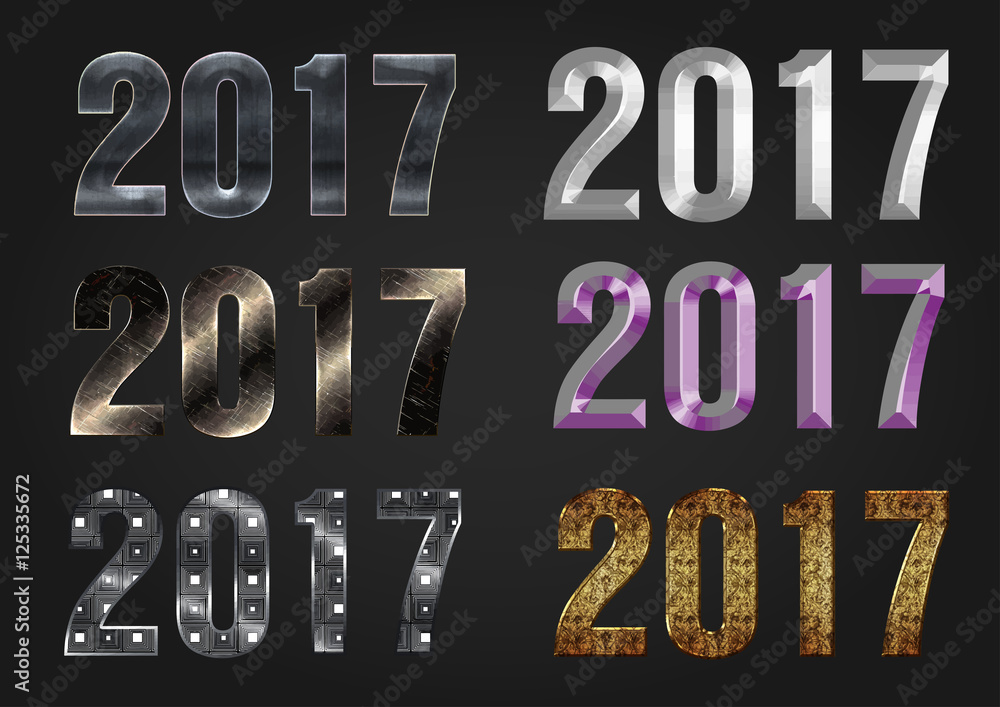 2017 Year vector typography different styles collection Stock Vector ...