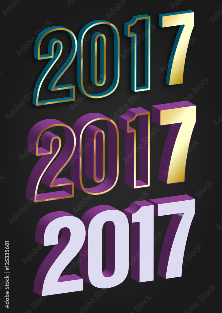 2017 Year vector typography different styles collection Stock Vector ...