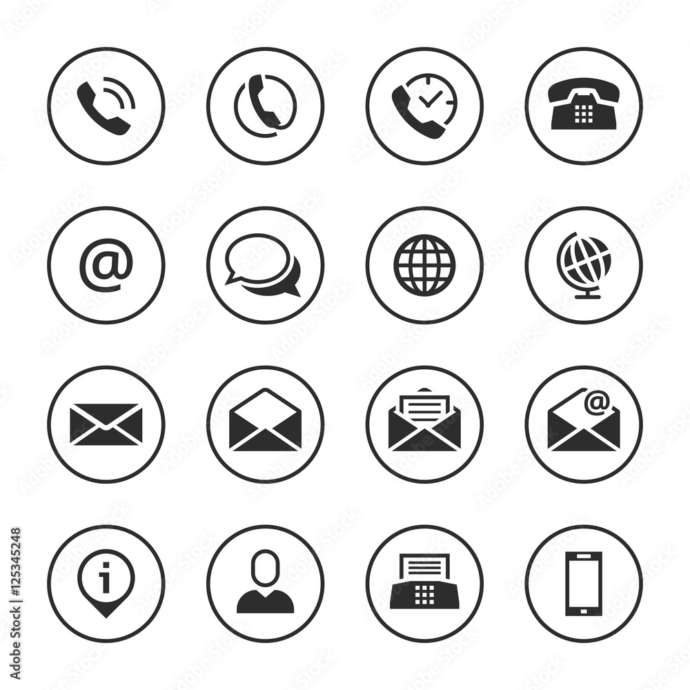 Contact icons buttons set Stock-Vektorgrafik | Adobe Stock