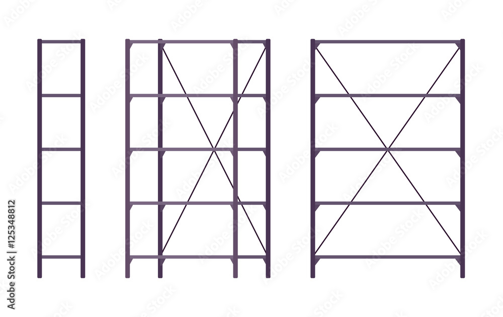 Set of metal black standing rack shown from different positions ...