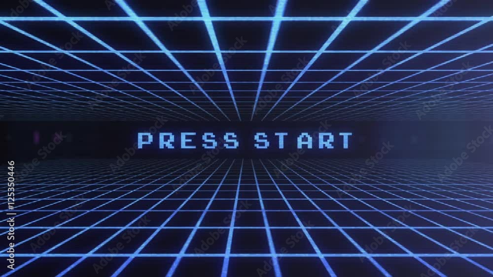 Retro Video Game background Press Start Digital Blue Stock Video ...