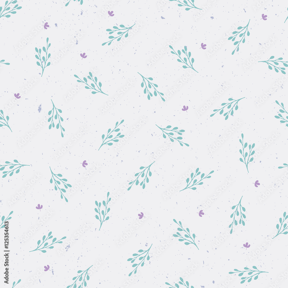 gentle pattern with violets and leaves, seamless vector floral ...